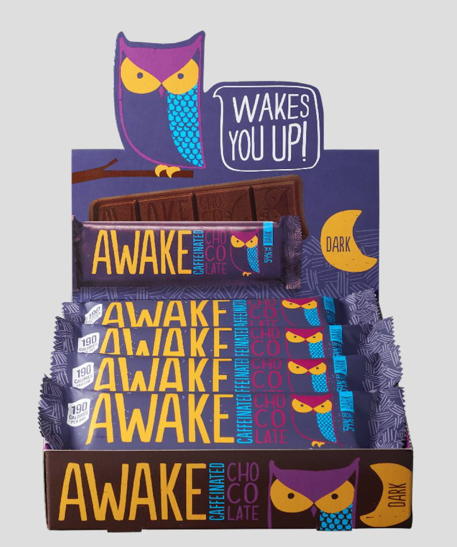 AWAKE Dark Chocolate Caffeinated Candy Bar, 1.55 Oz, 12 Ct - Walmart.com