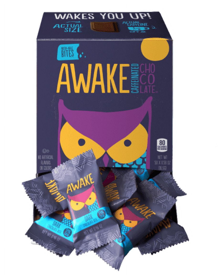AWAKE Dark Chocolate Candy Bites, energy-boosting, Good-tasting, 0.48 ...