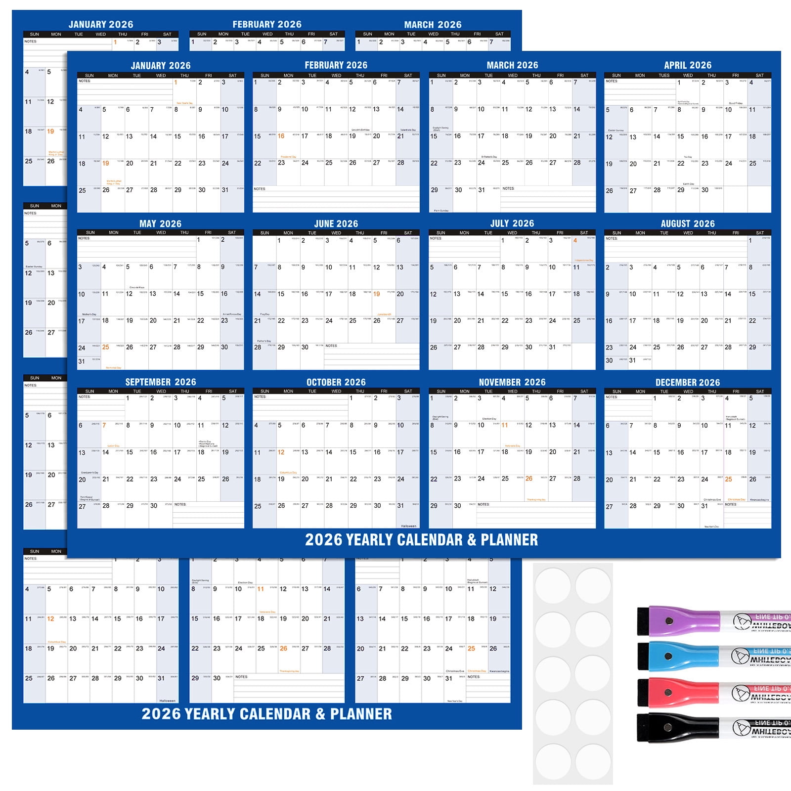 AWANFI 2026 Extra Large Dry Erase Calendar for Wall - 48'' x 32 ...