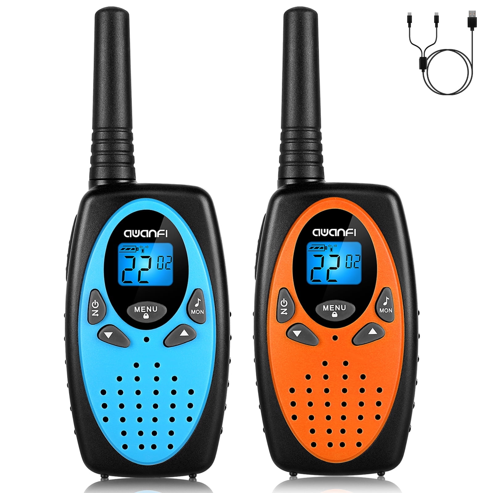 AWANFI Kids Walkie Talkies, Rechargeable 2-Way Radios, 22 Channels ...