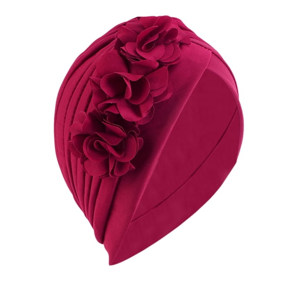 AWASD Floral Ruched Chemo Head Cap for Women Stretch Turban Headwrap ...
