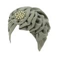 AWASD Solid Floral Ruched Turban Hat for Women, One Side Applique ...