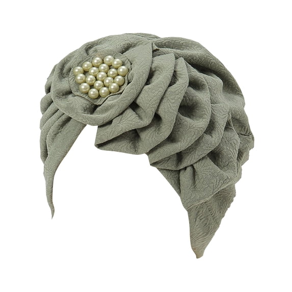 AWASD Solid Floral Ruched Turban Hat for Women, One Side Applique ...