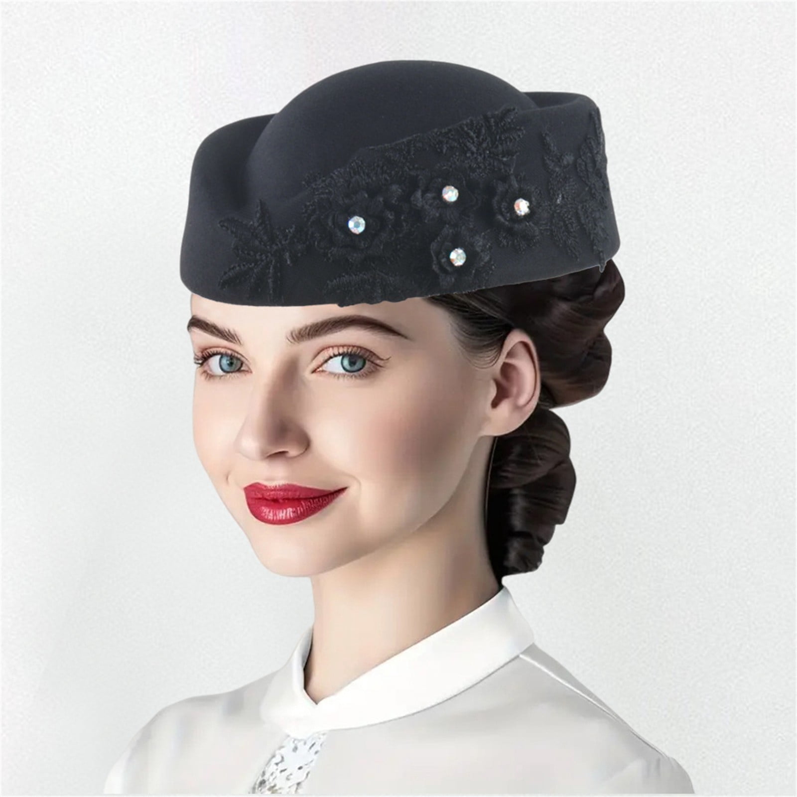 AWASD Vintage Floral Beret for Women Romantic Church Classic Beret Hats ...