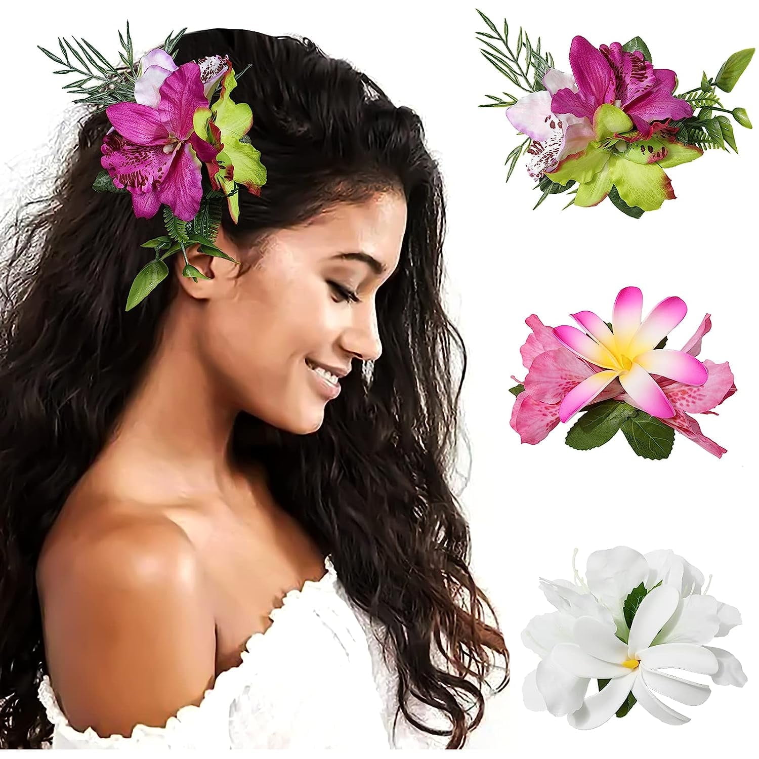 AWAYTR 3 Pcs Flower Hair Clips - Flower Hair Pins Large Hair Flowers ...