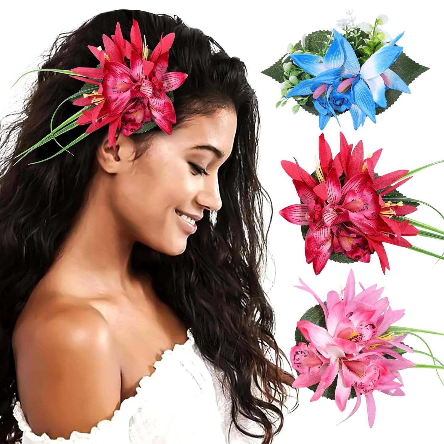 AWAYTR 3 Pcs Flower Hair Clips - Flower Hair Pins Large Hair Flowers ...