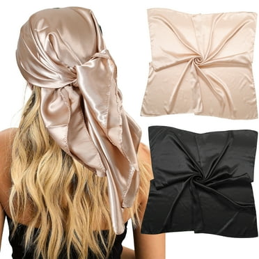 AWAYTR Silk Scarves 4 Pcs Satin Square Head Scarves Women Print Silk ...