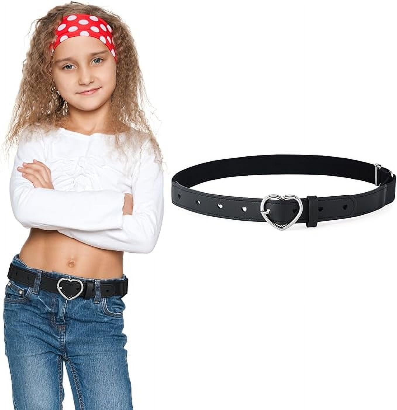 AWAYTR Kids Elastic Leather Belt - Adjustable PU Stretch Belt for Girls ...
