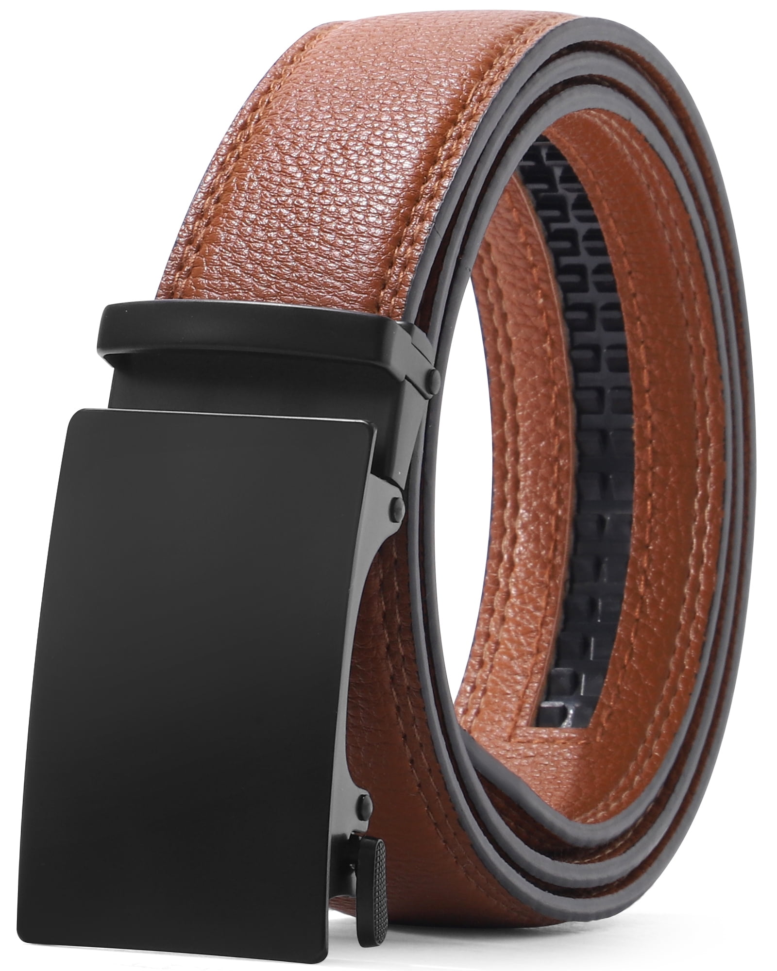 AWAYTR Men Ratchet Belt Leather Adjustable Trim to Fit No Holes Slide ...