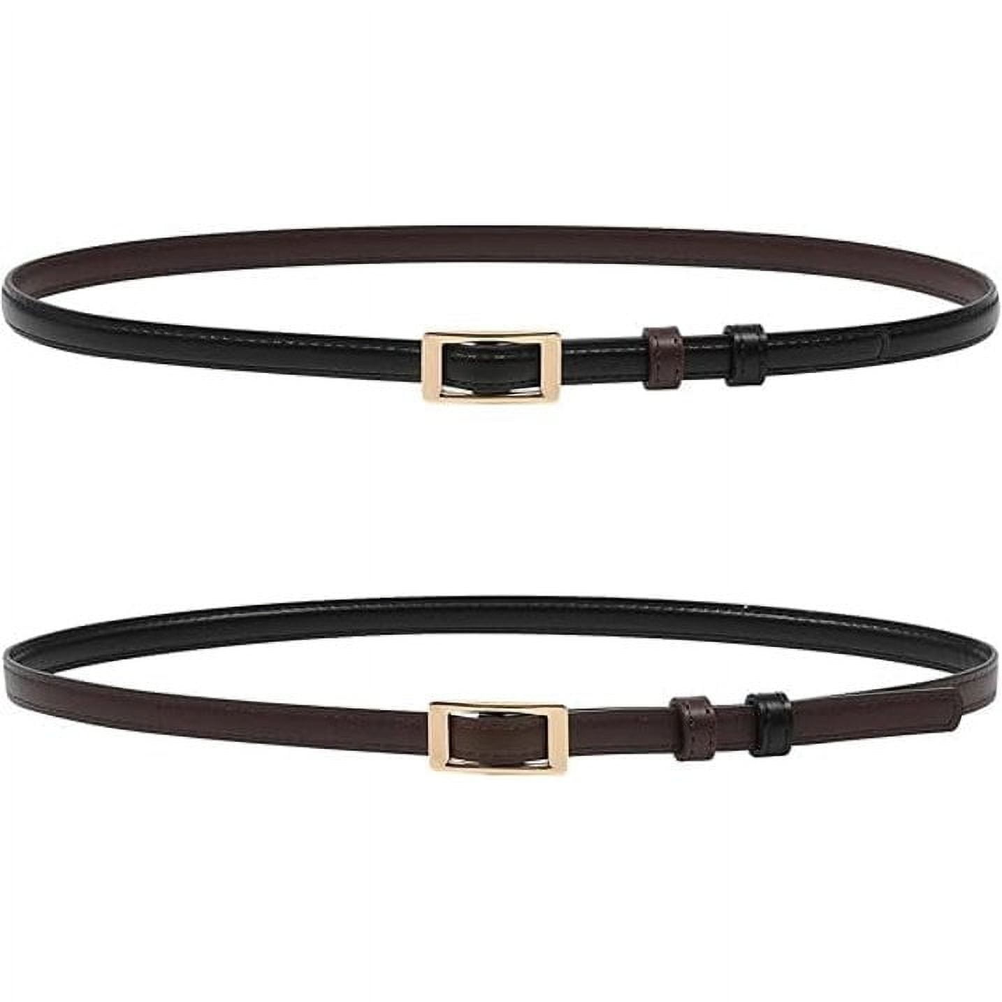 AWAYTR Women Skinny Belt Reversible Leather Belt - No Hole Belt Thin ...