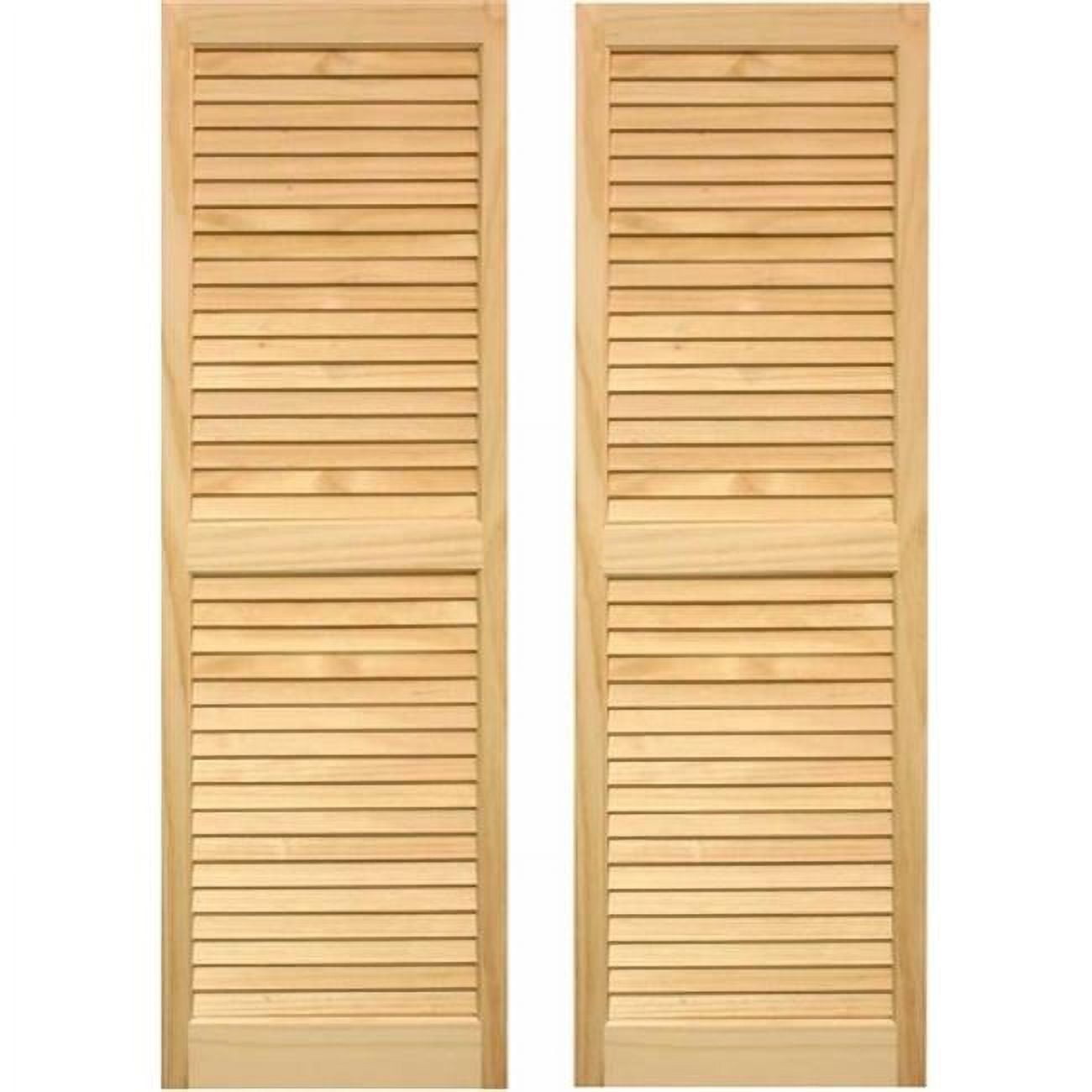 AWC Exterior Wood Window Shutters Louvered 15"wide x 39"high Unfinished ...