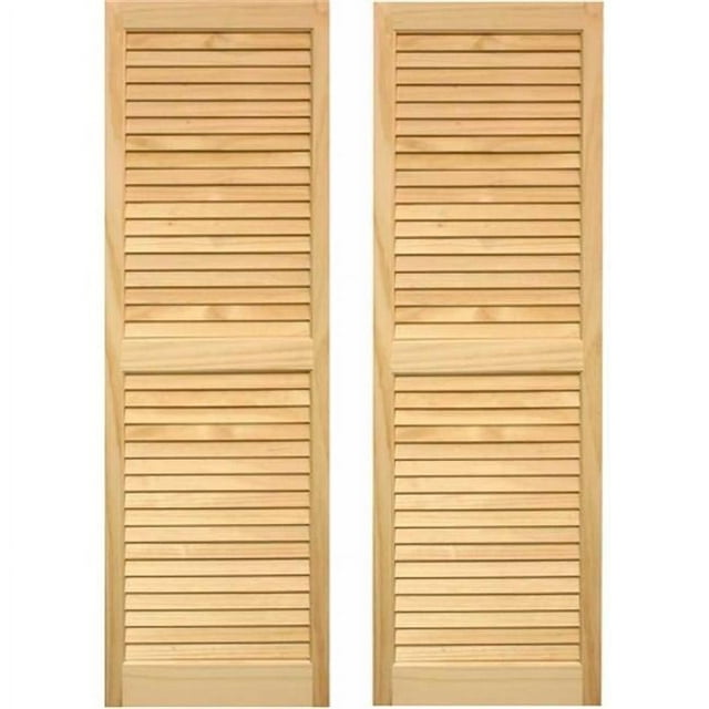 AWC Exterior Wood Window Shutters Louvered 15"wide x 39"high Unfinished ...