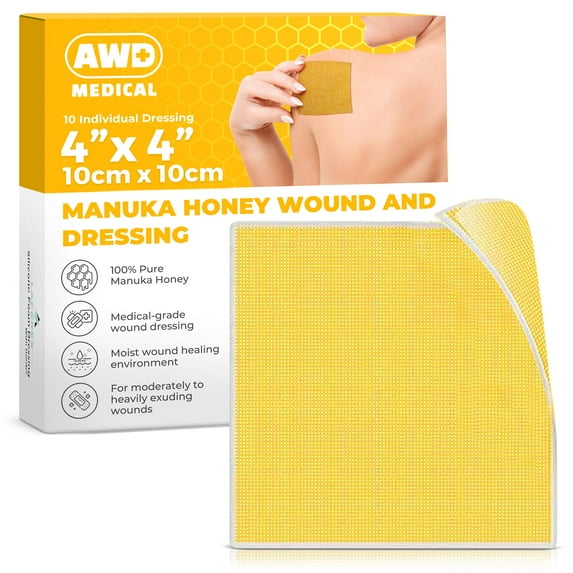 AWD Manuka Honey Gauze Dressing - 100% Impregnated Medical Grade Honey ...