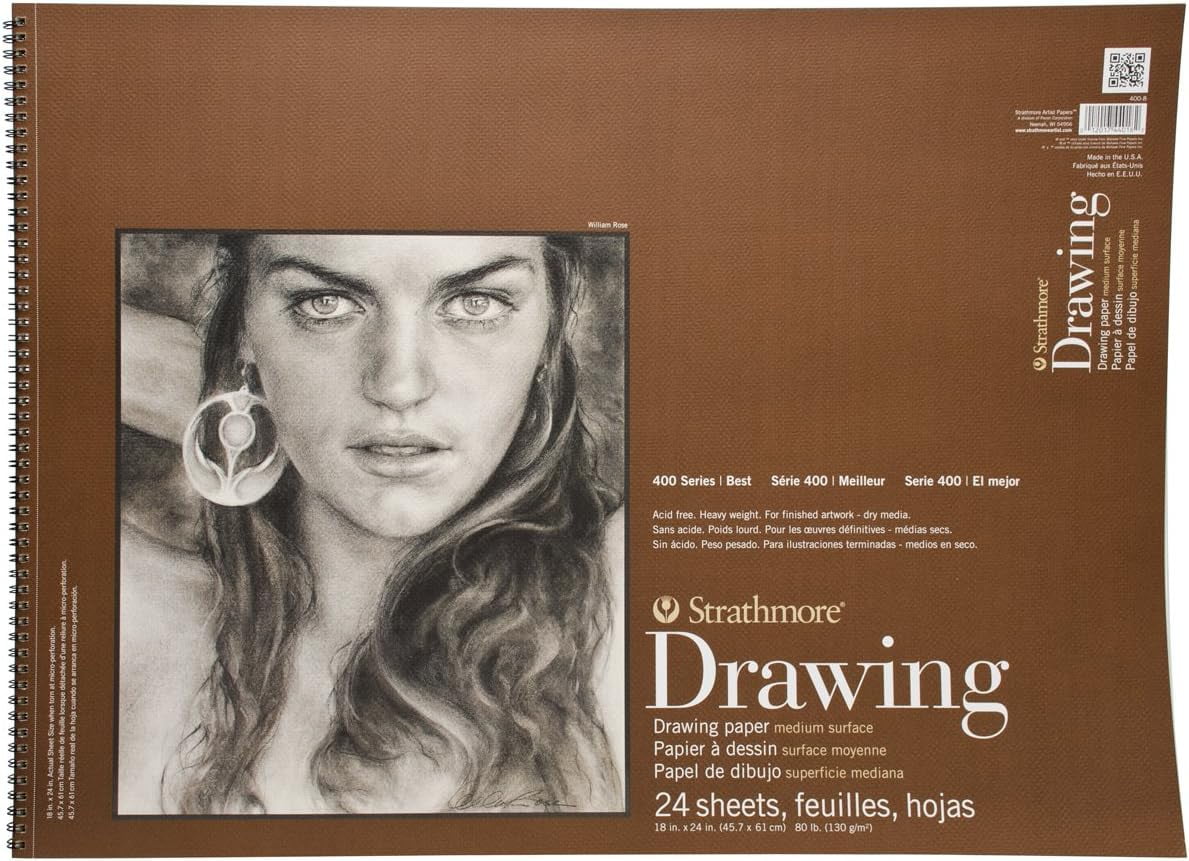 AWE 400-8 400 Series Drawing Pad, 18"x24", Ivory/Cream, 24 Sheets ...