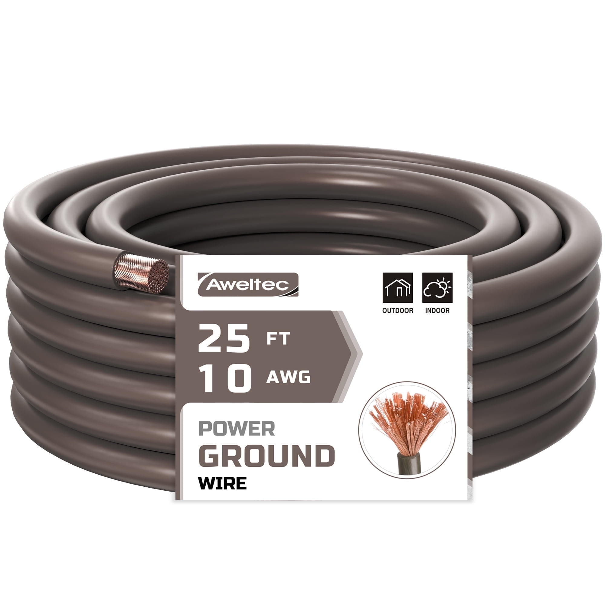 AWELTEC 10 Gauge 25 Ft Black Copper-Clad Aluminum Electrical Wire for ...