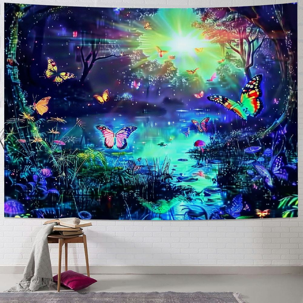 AWERP Fantasy Forest Tapestry Aesthetic Moon Tapestry UV Reactive ...