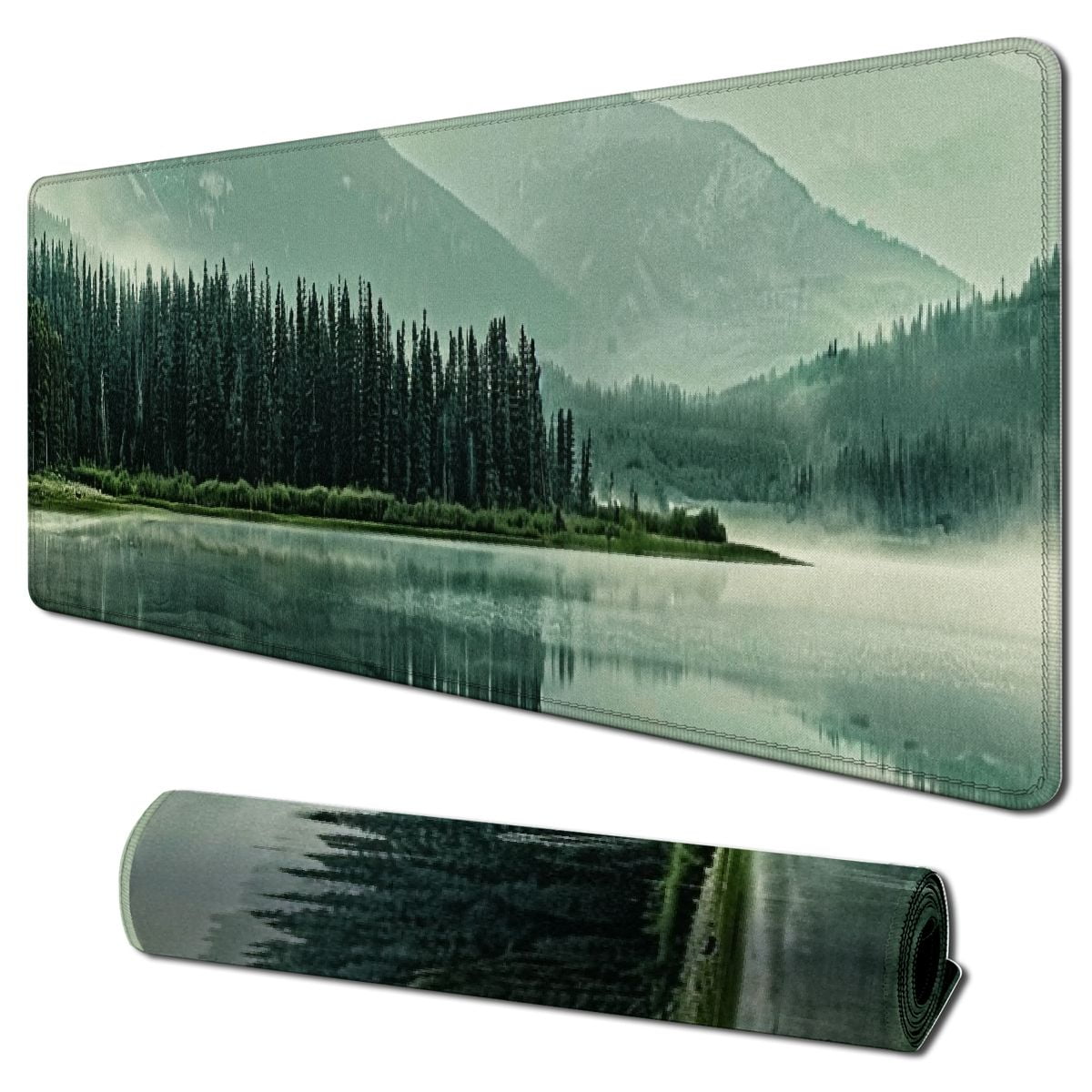 AWERP Large Mouse Pad Teal Mountain Range Lake Forest Landscape Nature ...
