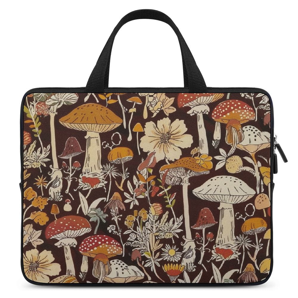 AWERP Mushrooms Flowers Pattern Laptop Handle Bag Diving Fabric ...