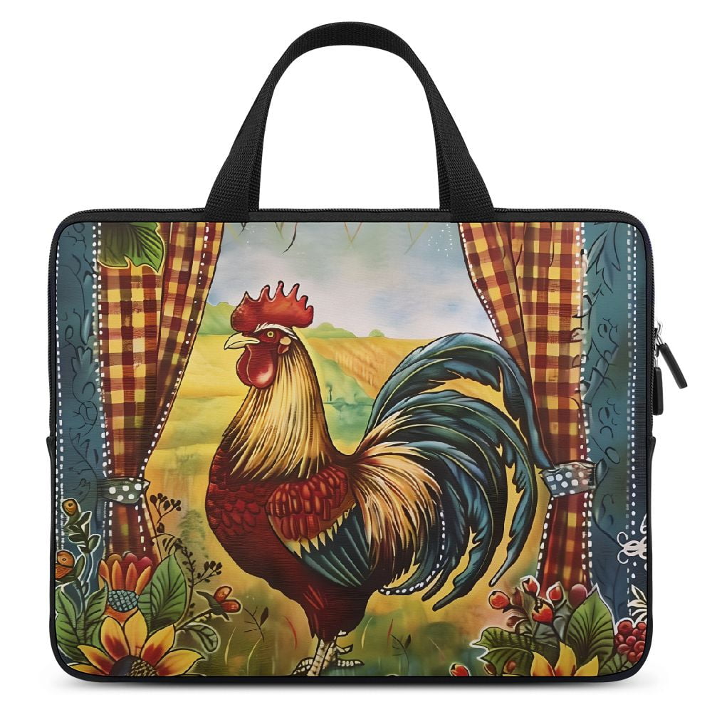 AWERP Rooster Sunflowers Folk Art Laptop Bag Tablet Cover Neoprene ...