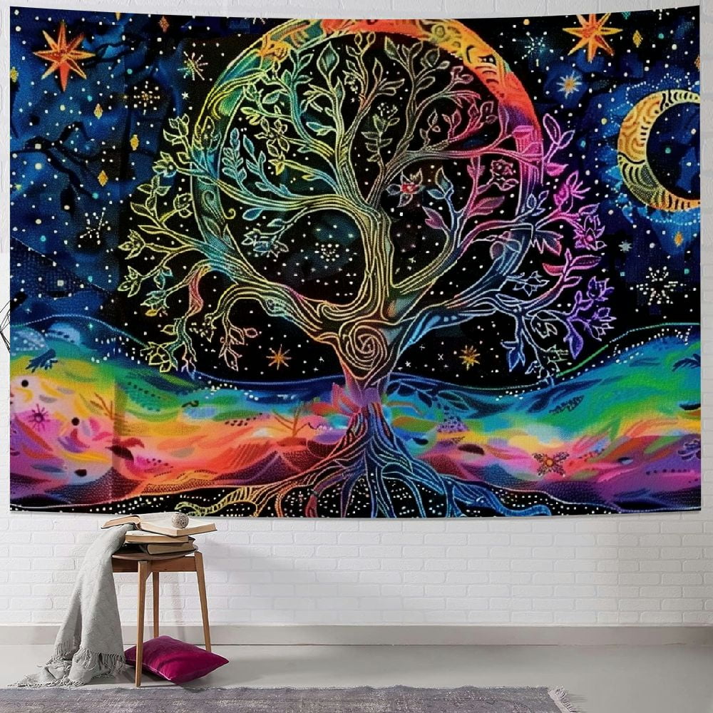 Jiayy Tree of Life Tapestry Yin and Yang Tapestries Galaxy Space ...