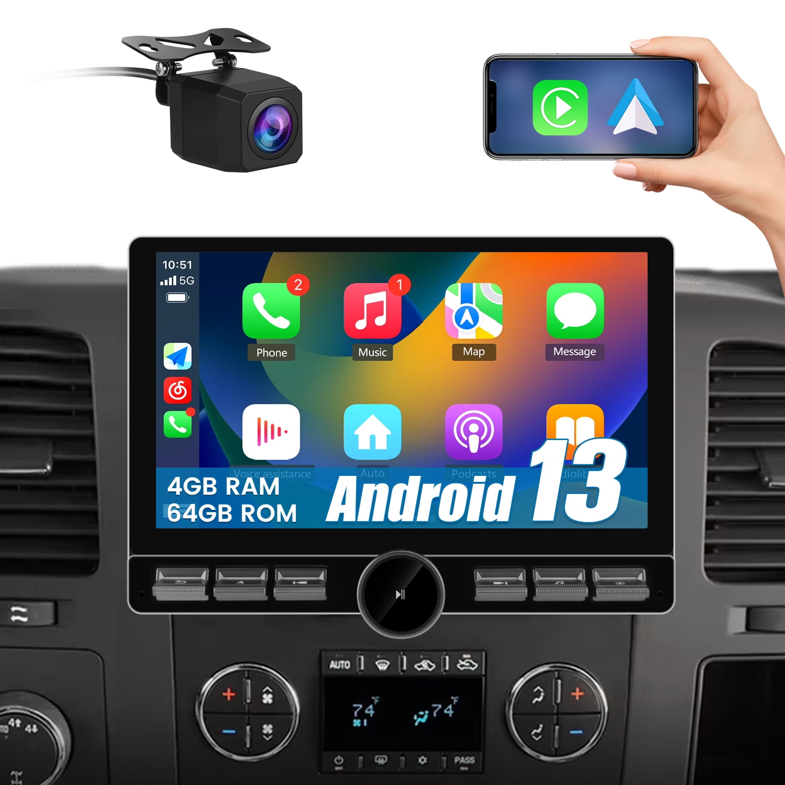 AWESAFE 4GB RAM 64GB ROM 10.6" Car Radio - Qualcomm Octa-Core Head Unit ...