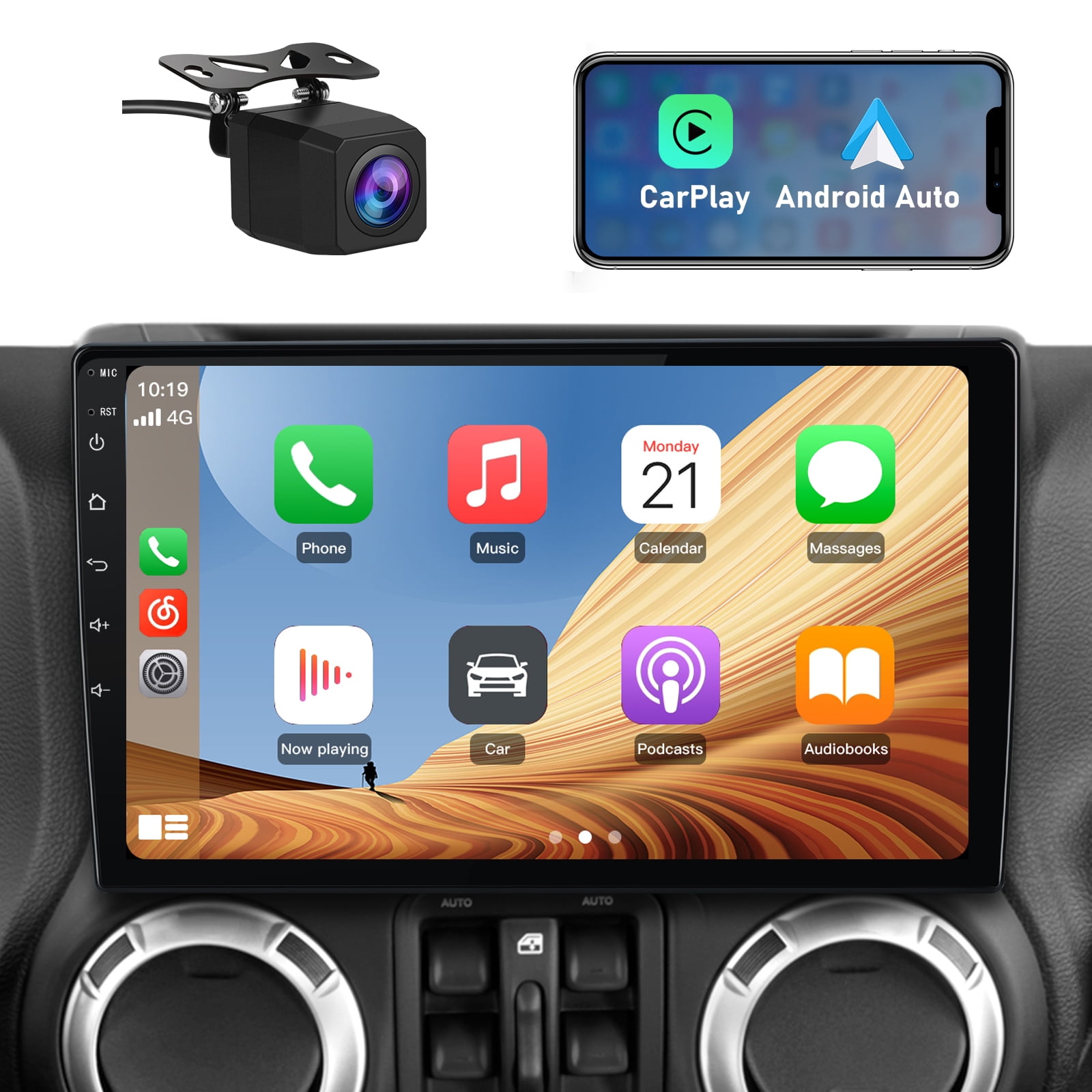 AWESAFE Android 13 Car Radio for Jeep Wrangler Dodge RAM 1500/2500/3500 2009-2012, 10-inch Touch ...