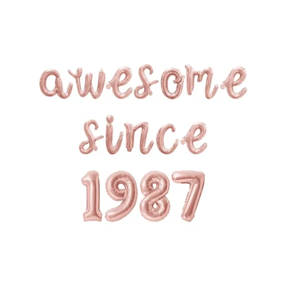 AWESOME SINCE 1987 Cursive Letter Balloon Banner - Birthday Party ...