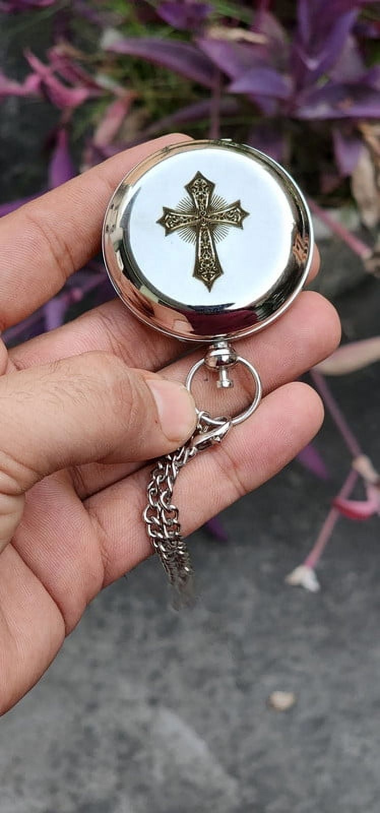 AWF Engraved Religious Decorative Compass with Nautical Leather Case ...