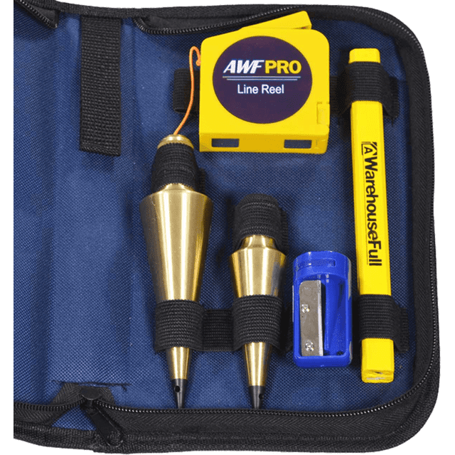 AWF-Pro Plumb Bob Kit, 16 and 8 oz Solid Brass Plumb Bobs, Retractable ...