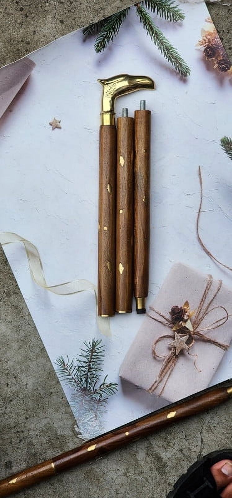 AWF Wooden Walking Stick with Unique Design Brass Handle - Giftf for ...