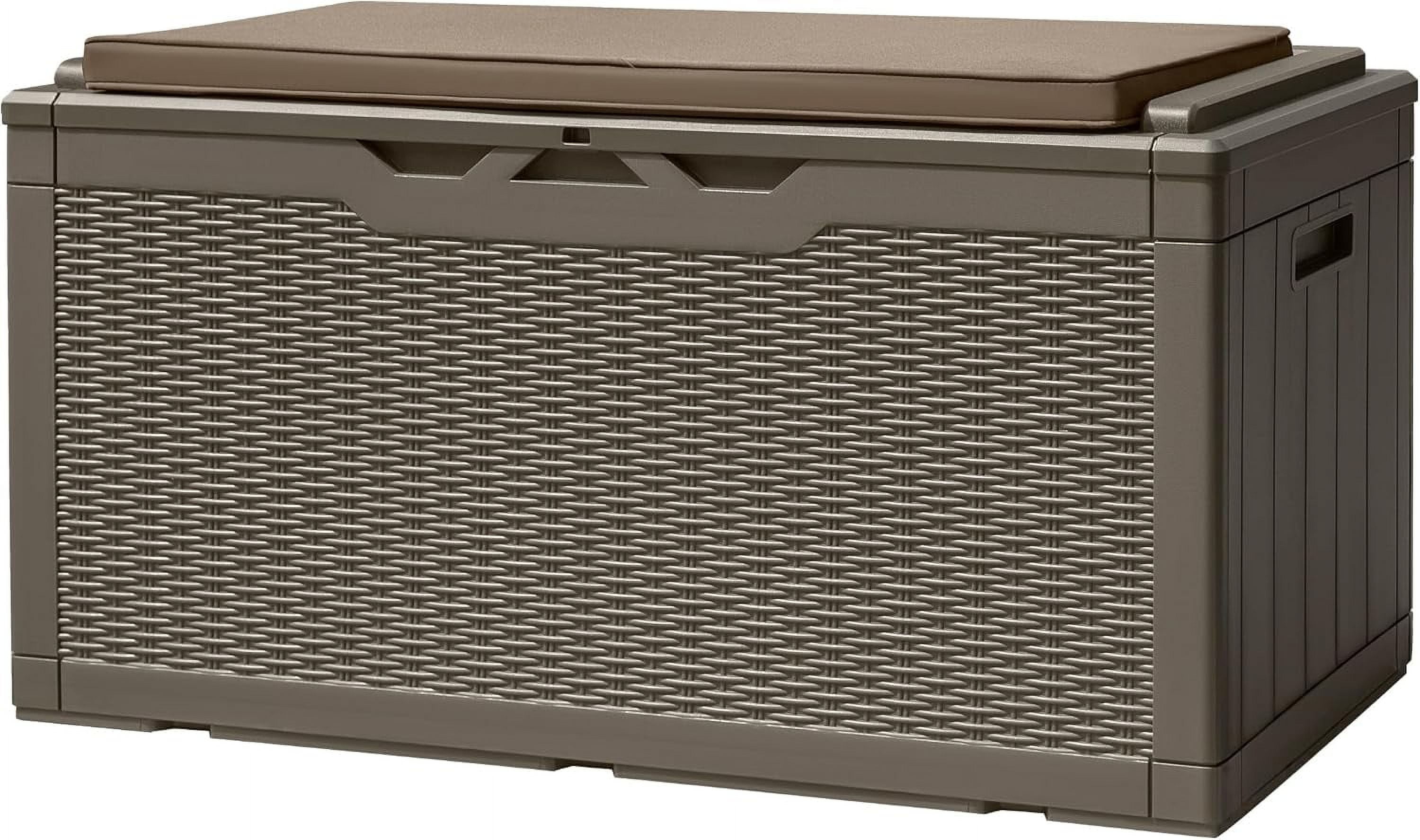 AWFHHT 100 Gallon Deck Box, Waterproof Resin Outdoor Storage Box with ...