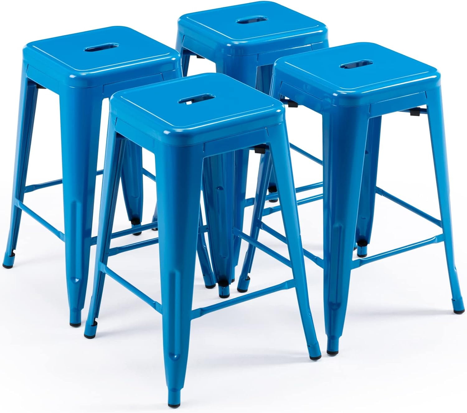 AWFHHT 24 Inch Metal Bar Stools, Backless Counter Height Barstools ...
