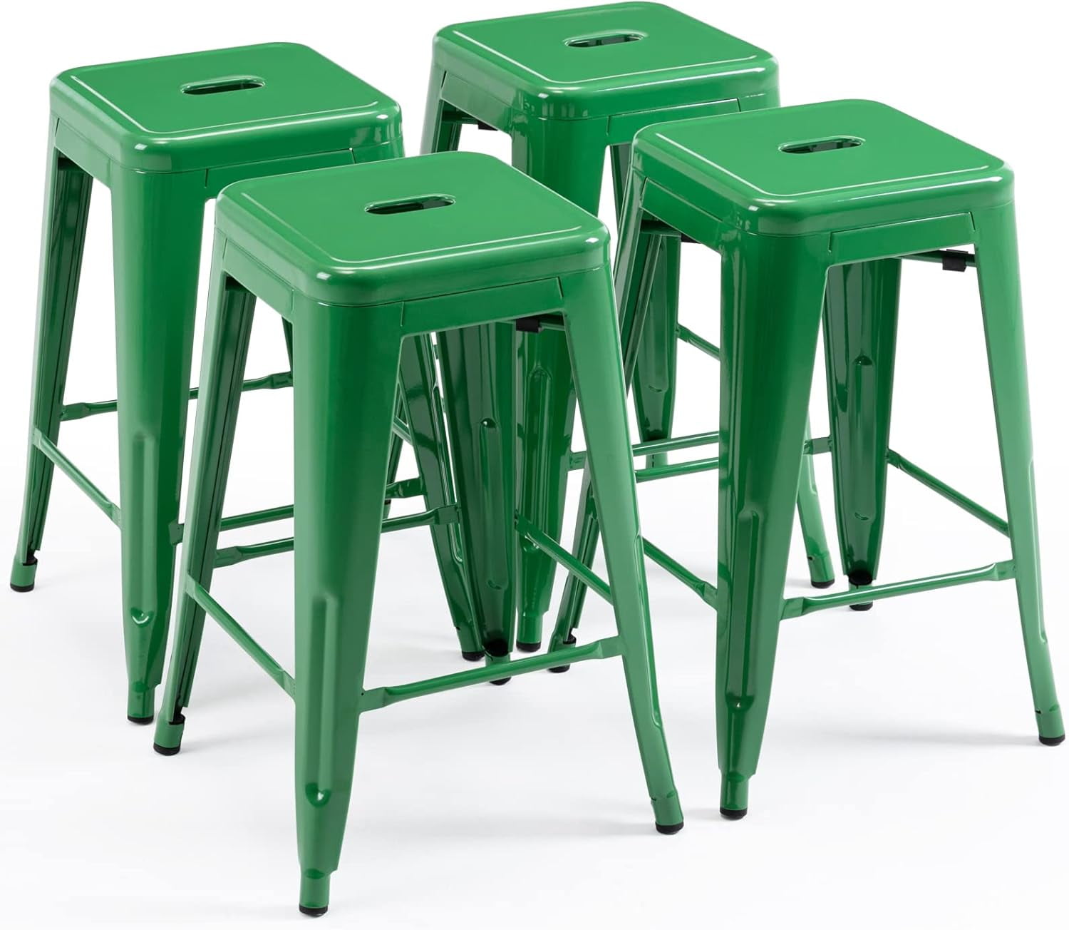AWFHHT 24 Inch Metal Bar Stools, Backless Counter Height Barstools ...
