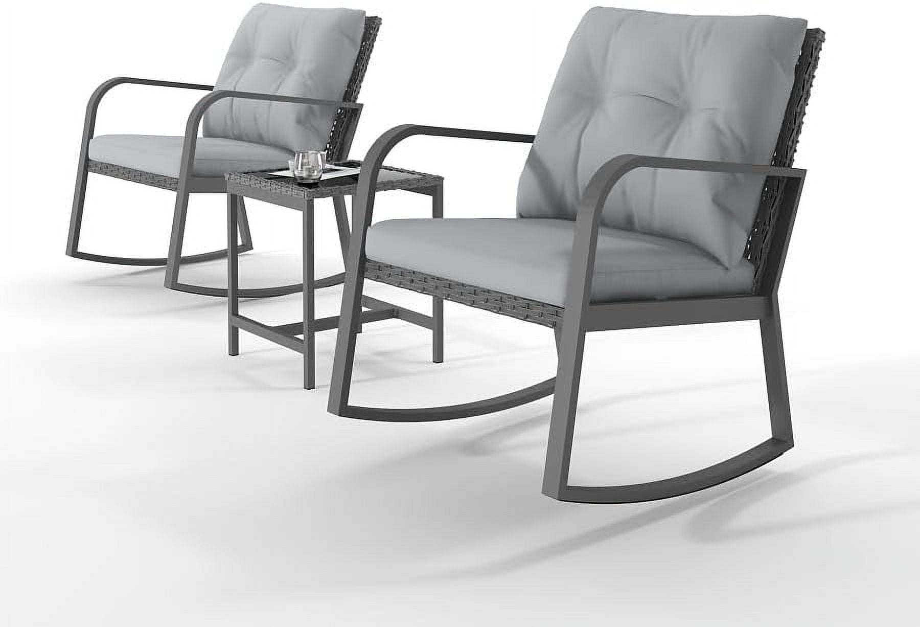 AWFHHT 3-Piece Outdoor Rocking Bistro Set, Patio Rocking Chairs with ...