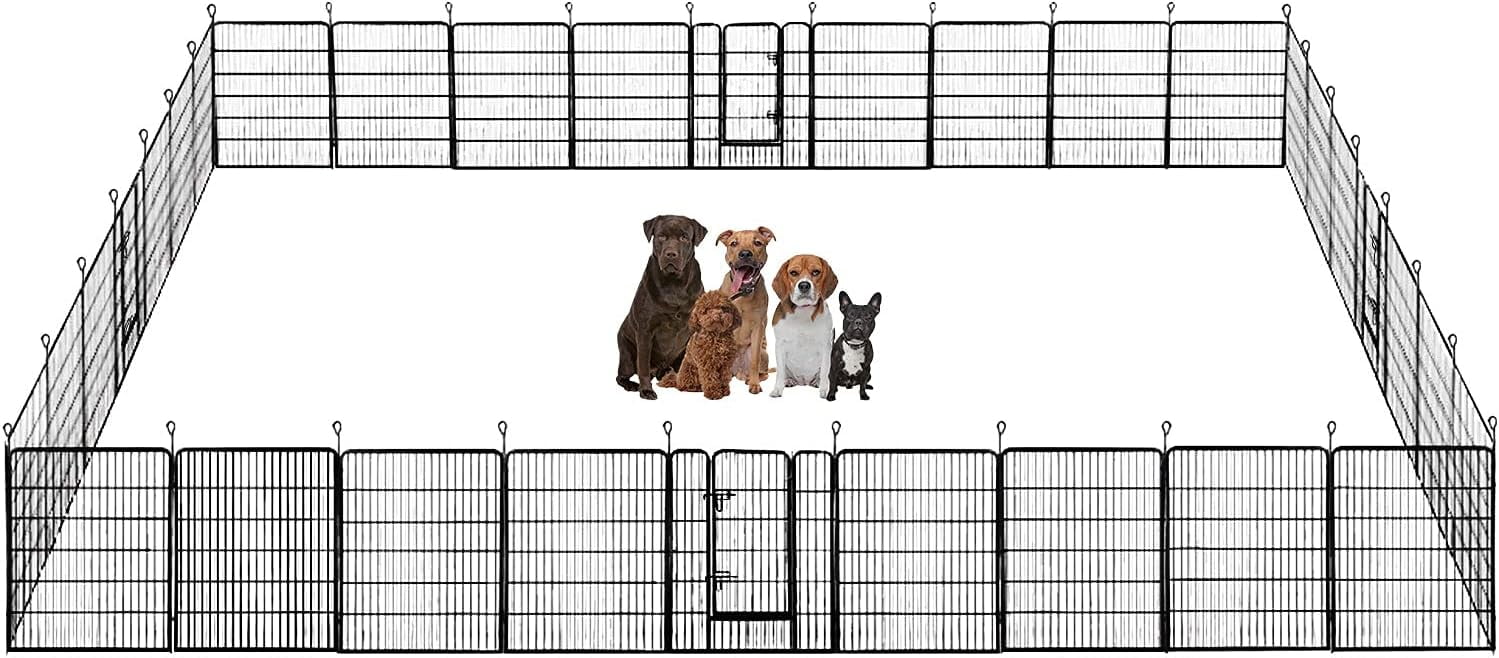 AWFHHT Dog Playpen Indoor 40 inch 16 Panels Metal Dog Pen Pet Dog Fence ...