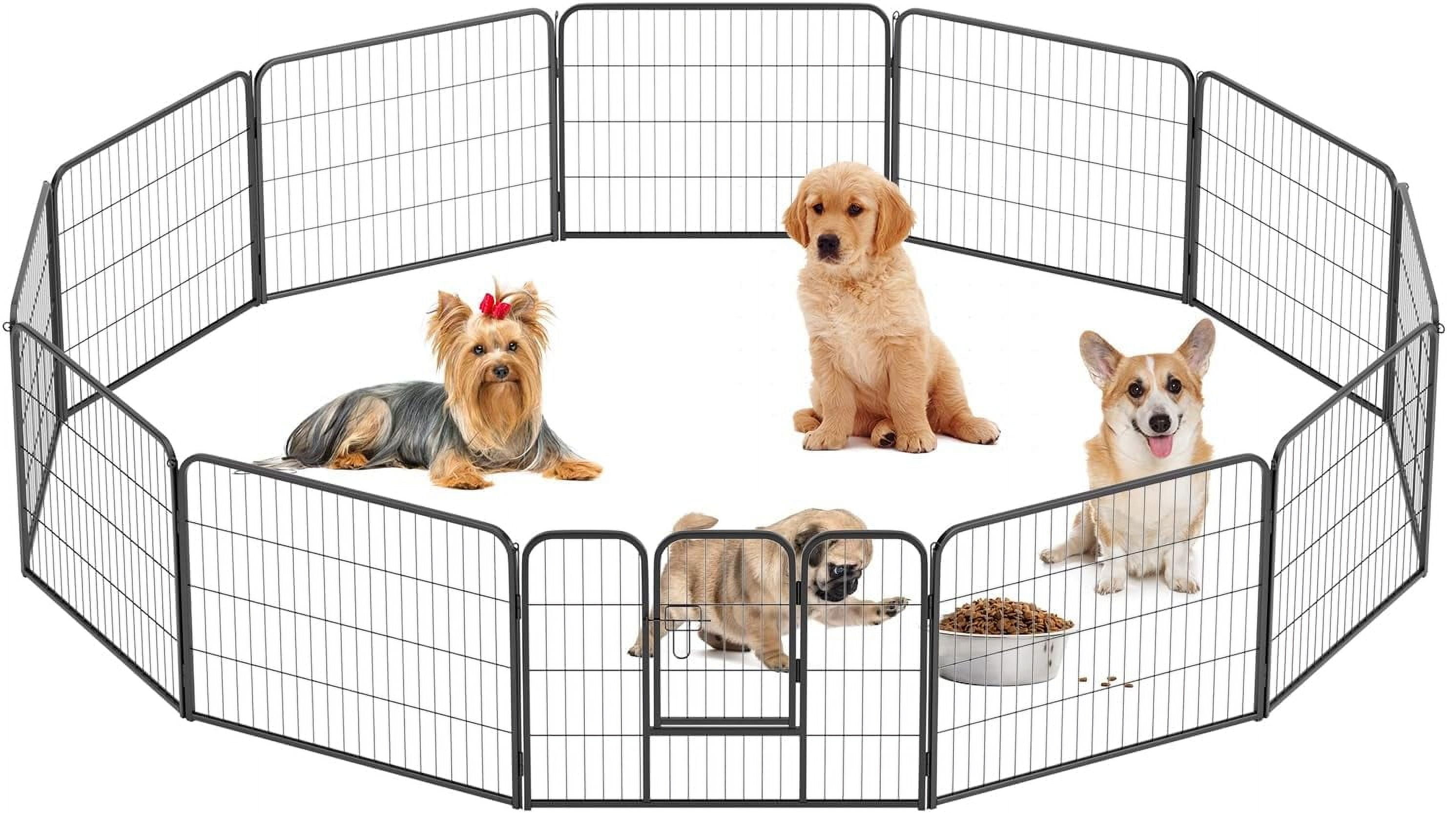 AWFHHT Dog Playpen Indoor 40 inch 16 Panels Metal Dog Pen Pet Dog Fence ...