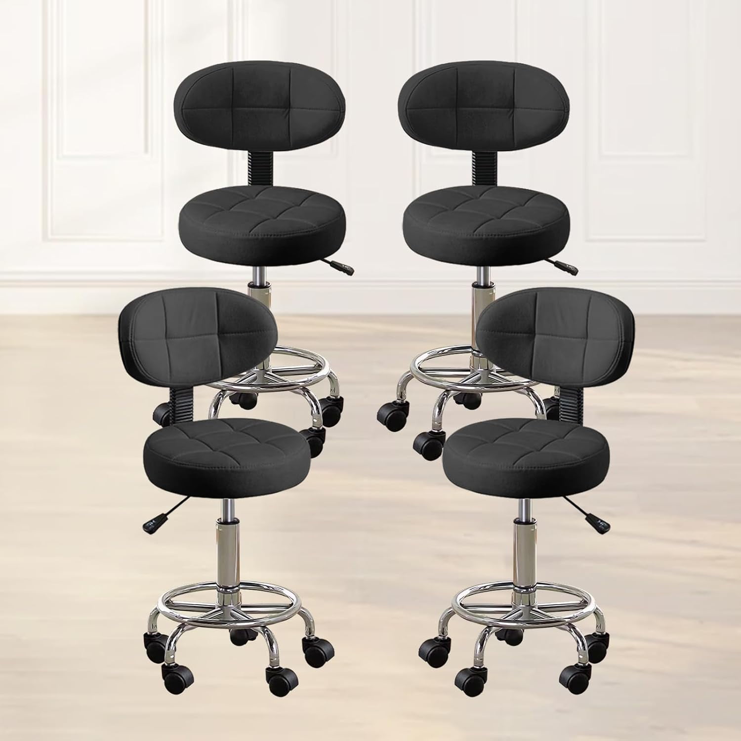 AWFHHT Office Desk Chair Rolling Stool Computer Chair with Low Back Height Adjustable Work Home ...