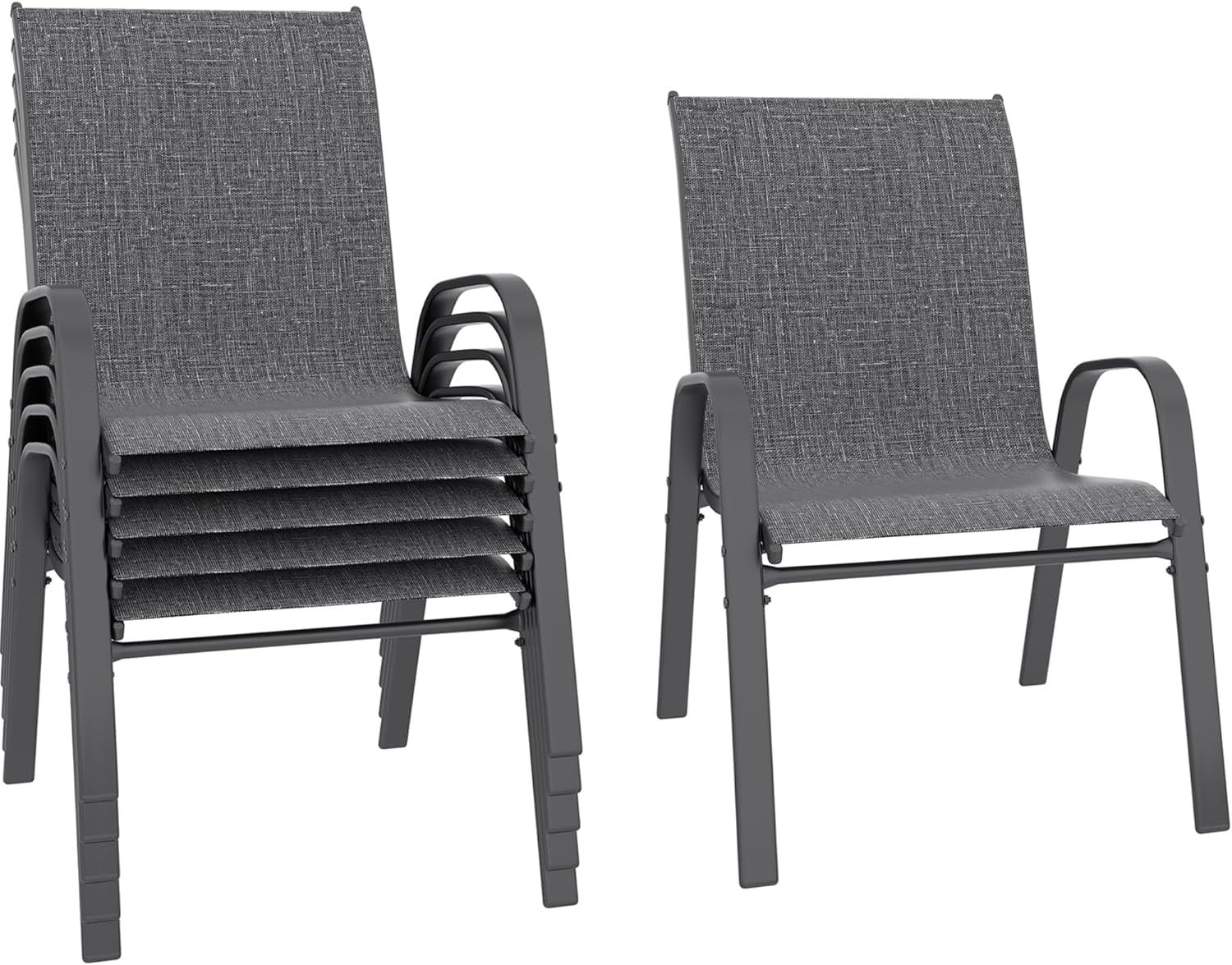 AWFHHT Patio Chairs Set of 6, Stackable Outdoor Dining Chairs Set with ...