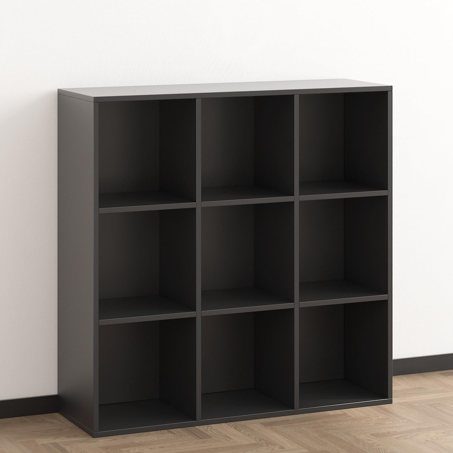 AWFHHT Wooden 9 Cube Storage Organizer with Closed Back Panel,Black ...