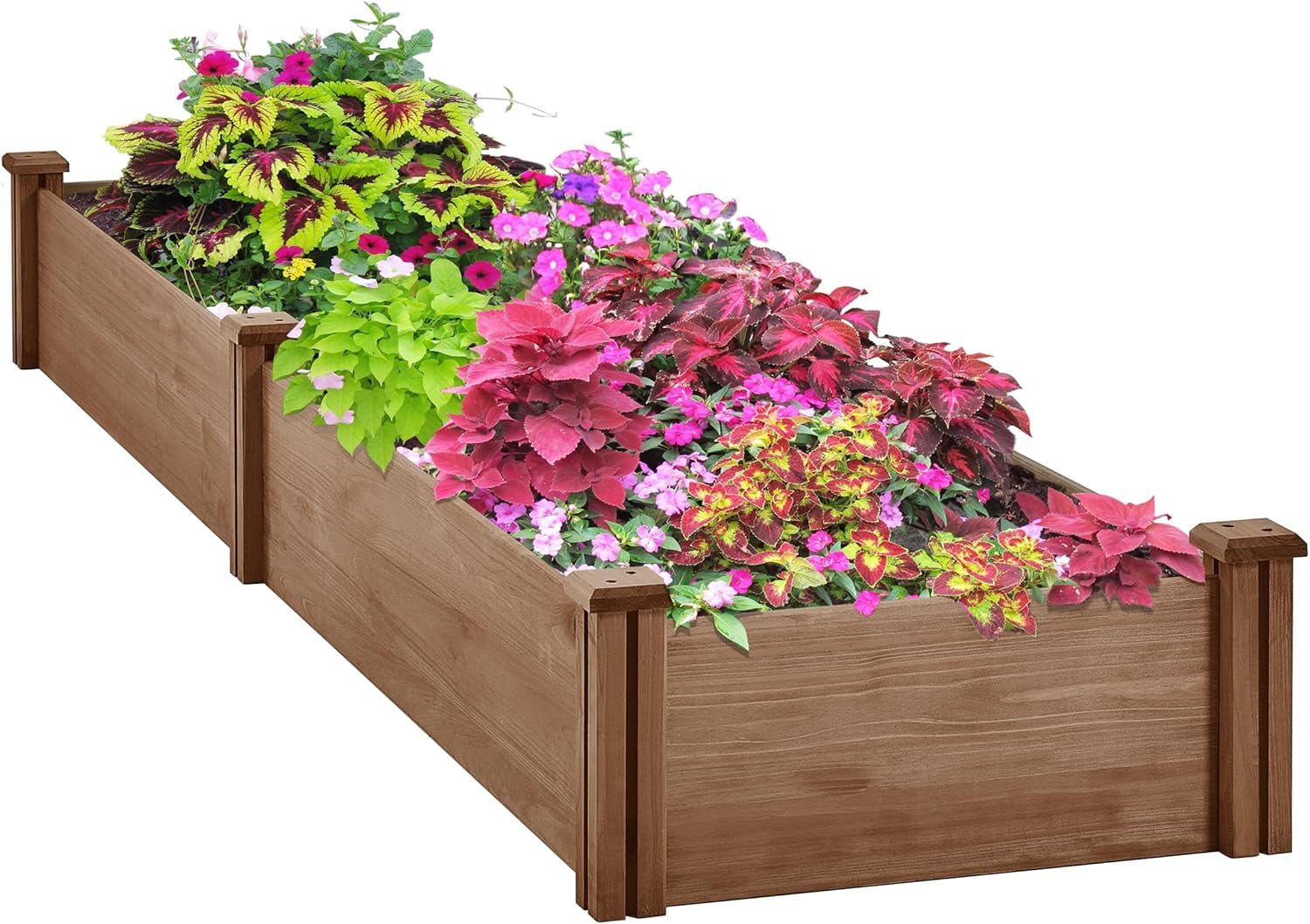 AWFHHT Wooden Elevated Raised Garden Bed Kit - Divisible Rectangular ...