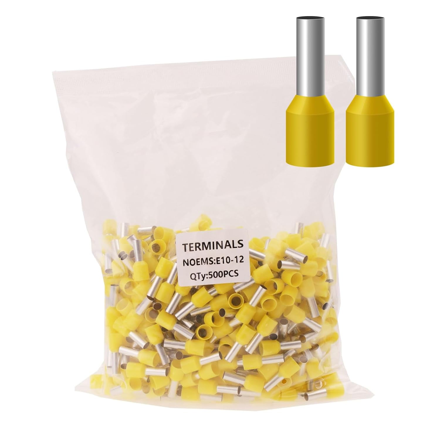 AWG8 Wire Ferrules Terminals, 500pcs AWG8/10.0mm² Yellow Terminal ...
