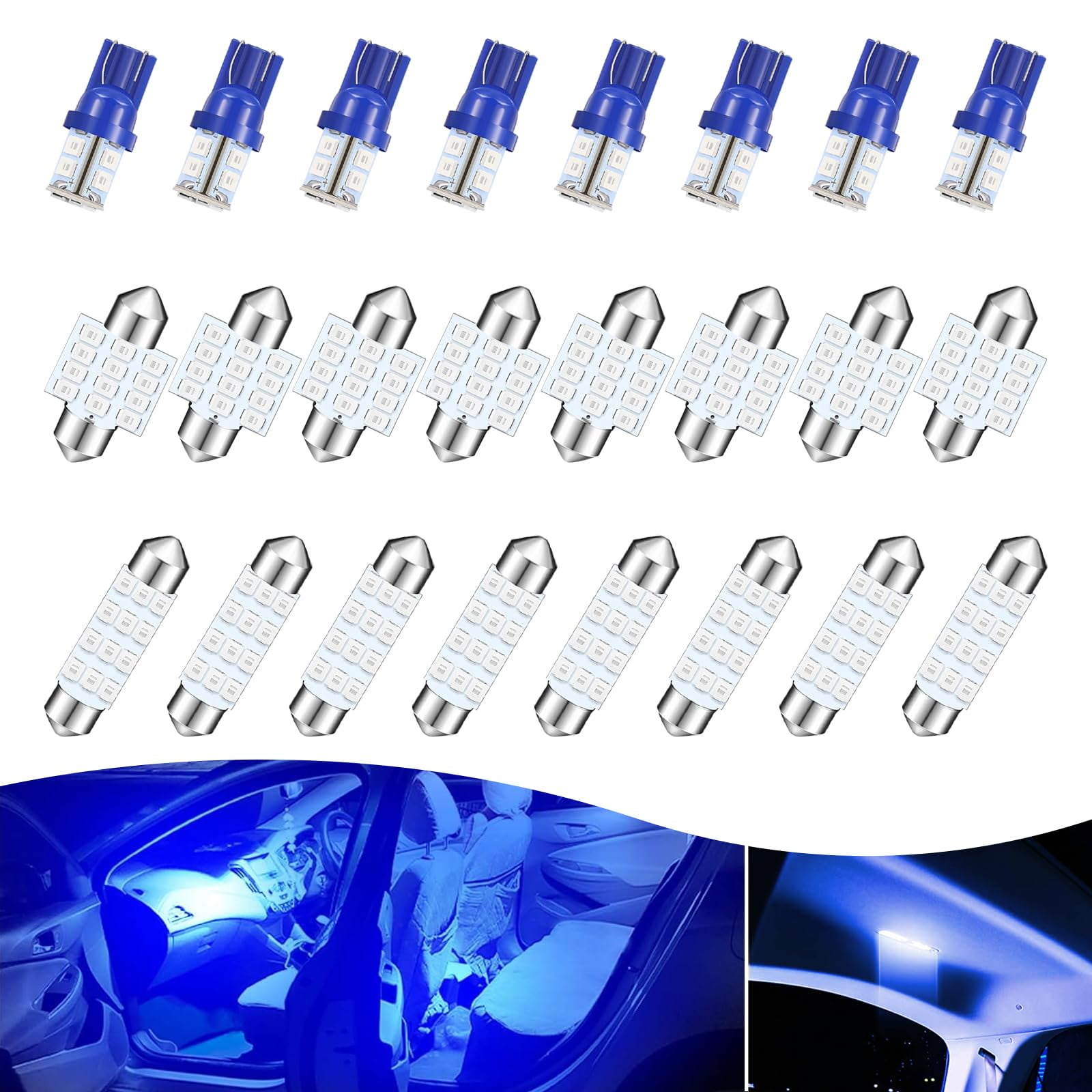 AWGUKA 24 PCS T10 RRF12 LED Dome Light, LED Interior Car Lights ...