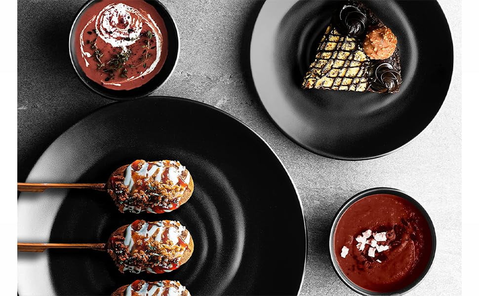 AWICKTIK Microwave Safe Melamine Round Serving Full Dinner Plates Set ...