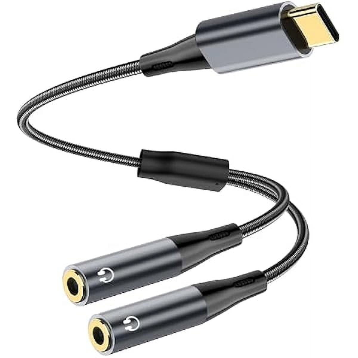 AWILNI USB C Microphone Adapter,USB C to Dual 3.5mm Female Headphone ...
