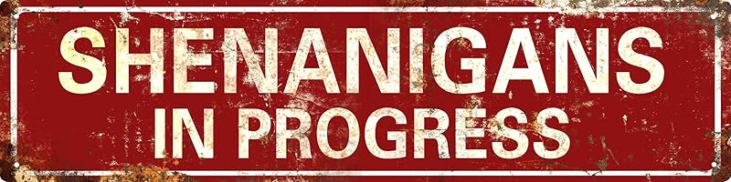 Vintage Metal Tin Sign Retro Shenanigans In Progress Signs Stylish Wall ...