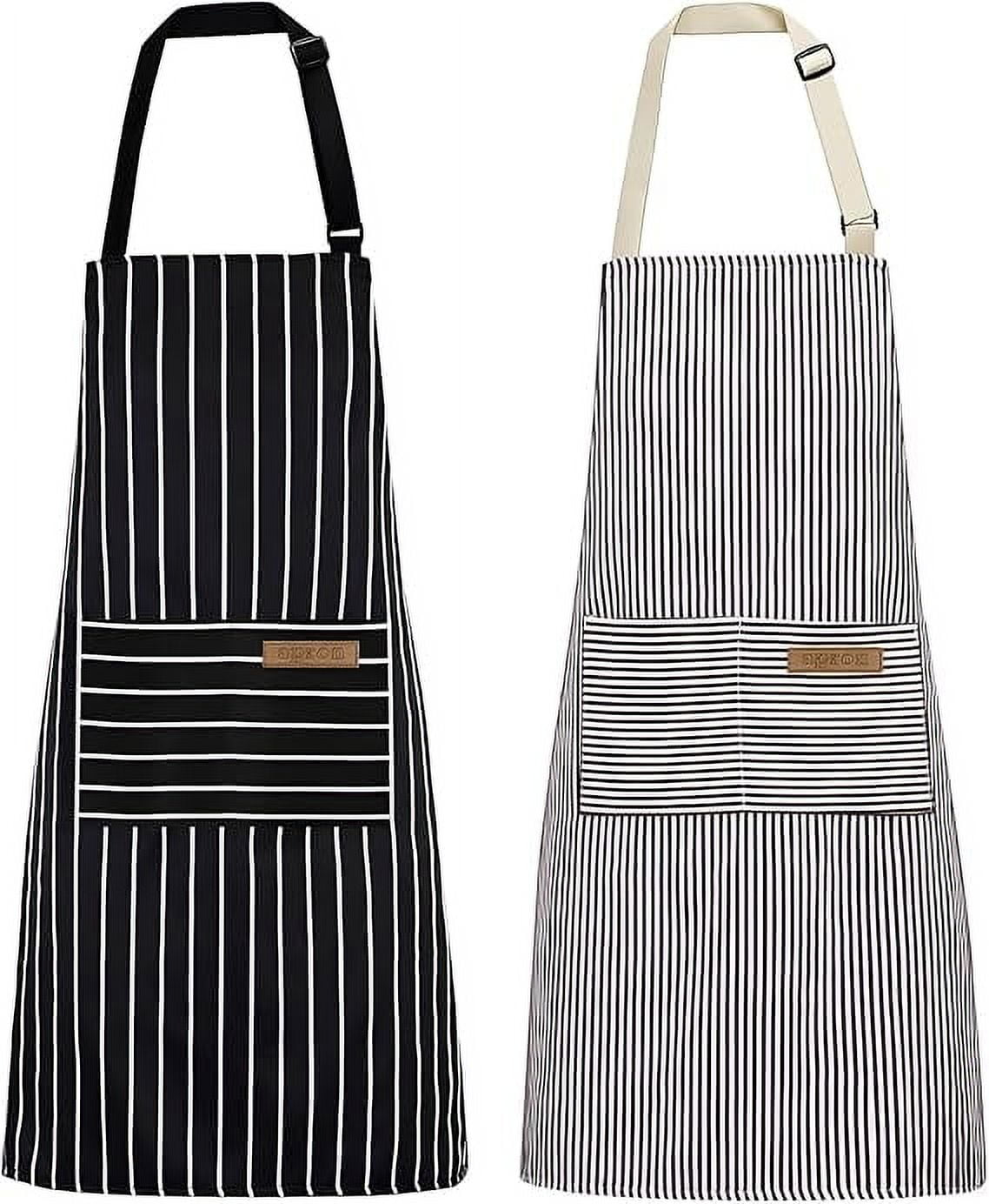 AWLYLNLL 2 Pieces Kitchen Cooking Aprons, Cotton Polyester Blend Adjustable Bib Aprons with 2 ...