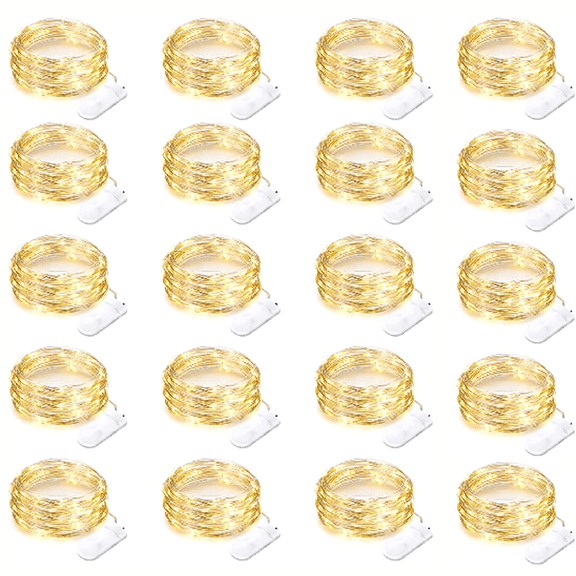 SHIQI-24 Pack Fairy Lights Battery Operated - 7Ft 20 Led Mini String ...