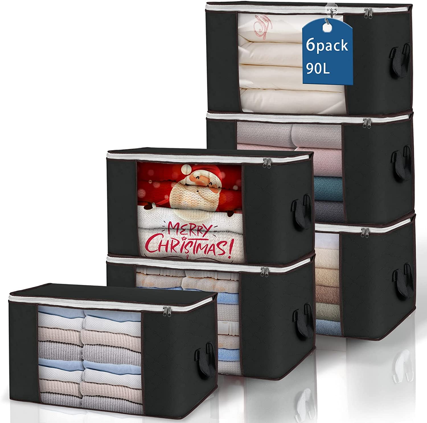 AWLYLNLL Large Storage Bags, 6 Pack Clothes Storage Bins Foldable ...