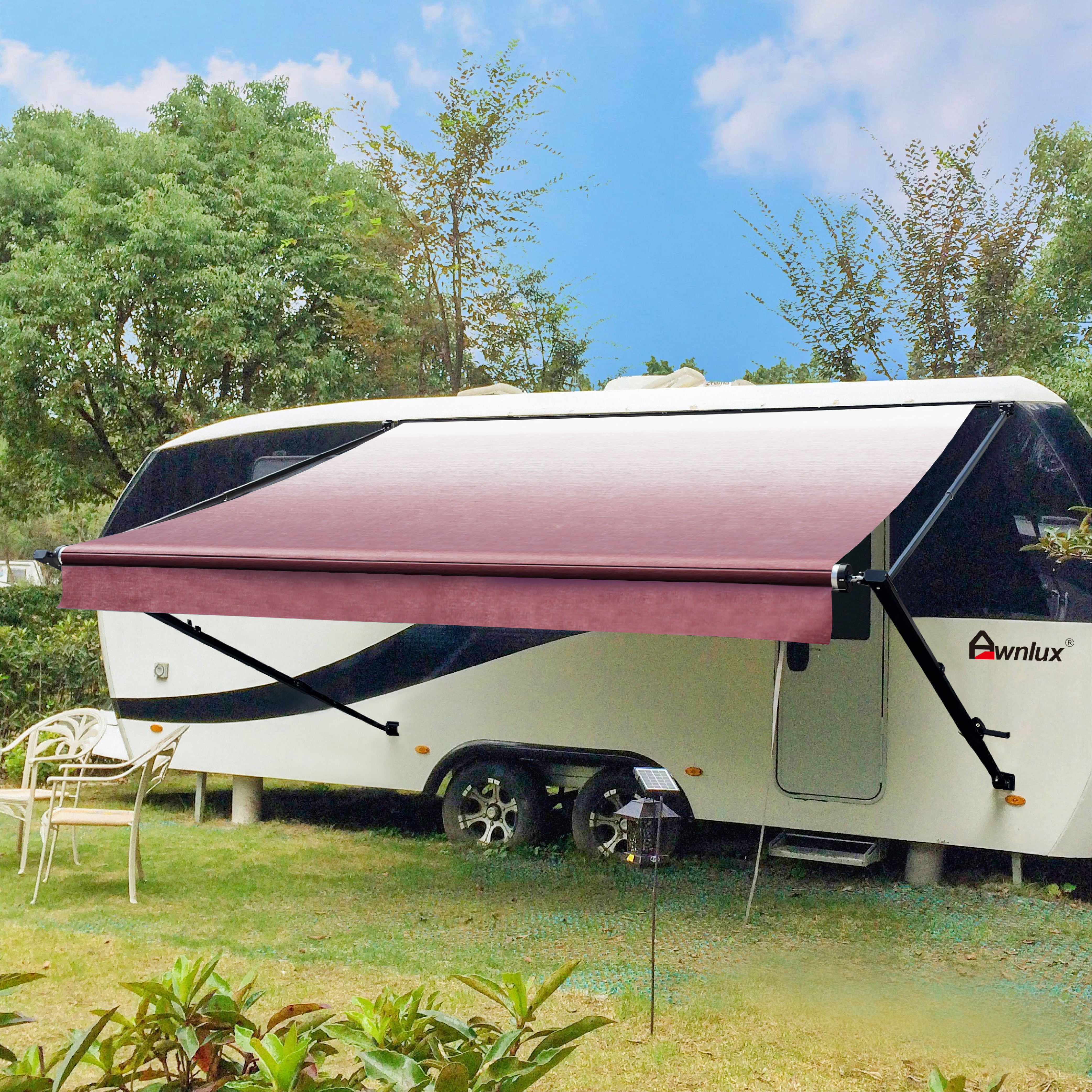 AWNLUX Black 17" Vinyl, Retractable RV Trailer Awning for Home ...