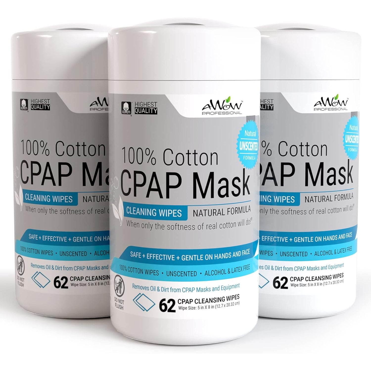 AWOW Professional CPAP Cleaning Wipes - Unscented 100% Cotton, Make ...